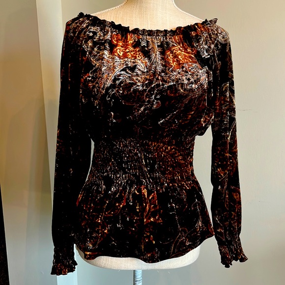 Linda Leal | Tops | Linda Leal Velveteen Blouse | Poshmark
